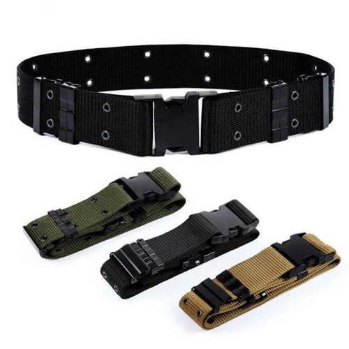 Military Nylon Belt 2" Wide Metal Webbing Tactical Web Belt Utility Gun ...