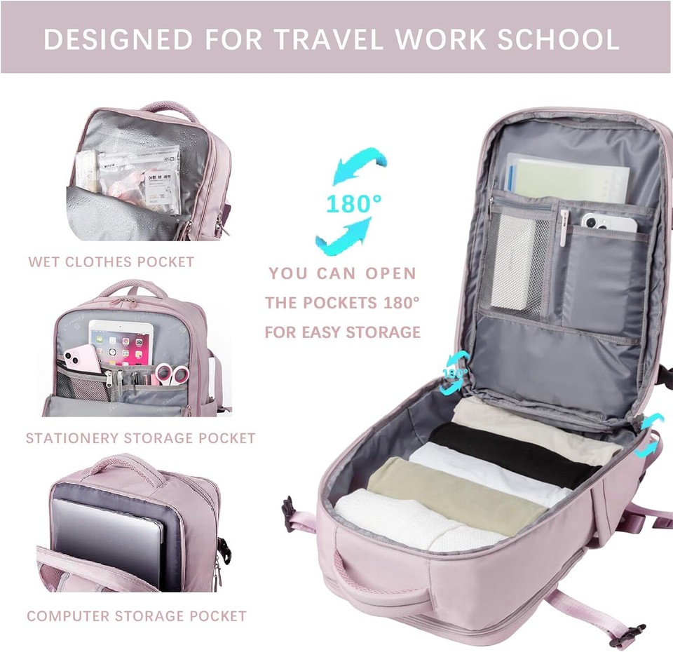 SHRRADOO Travel Laptop Backpack for Women, Casual Work Bag Large, Light ...