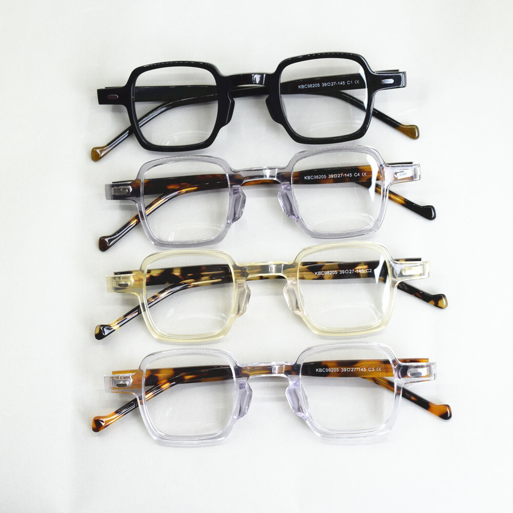 Vintage Square Small Eyeglass Frames Acetate Full Rim Hand Made Clear ...