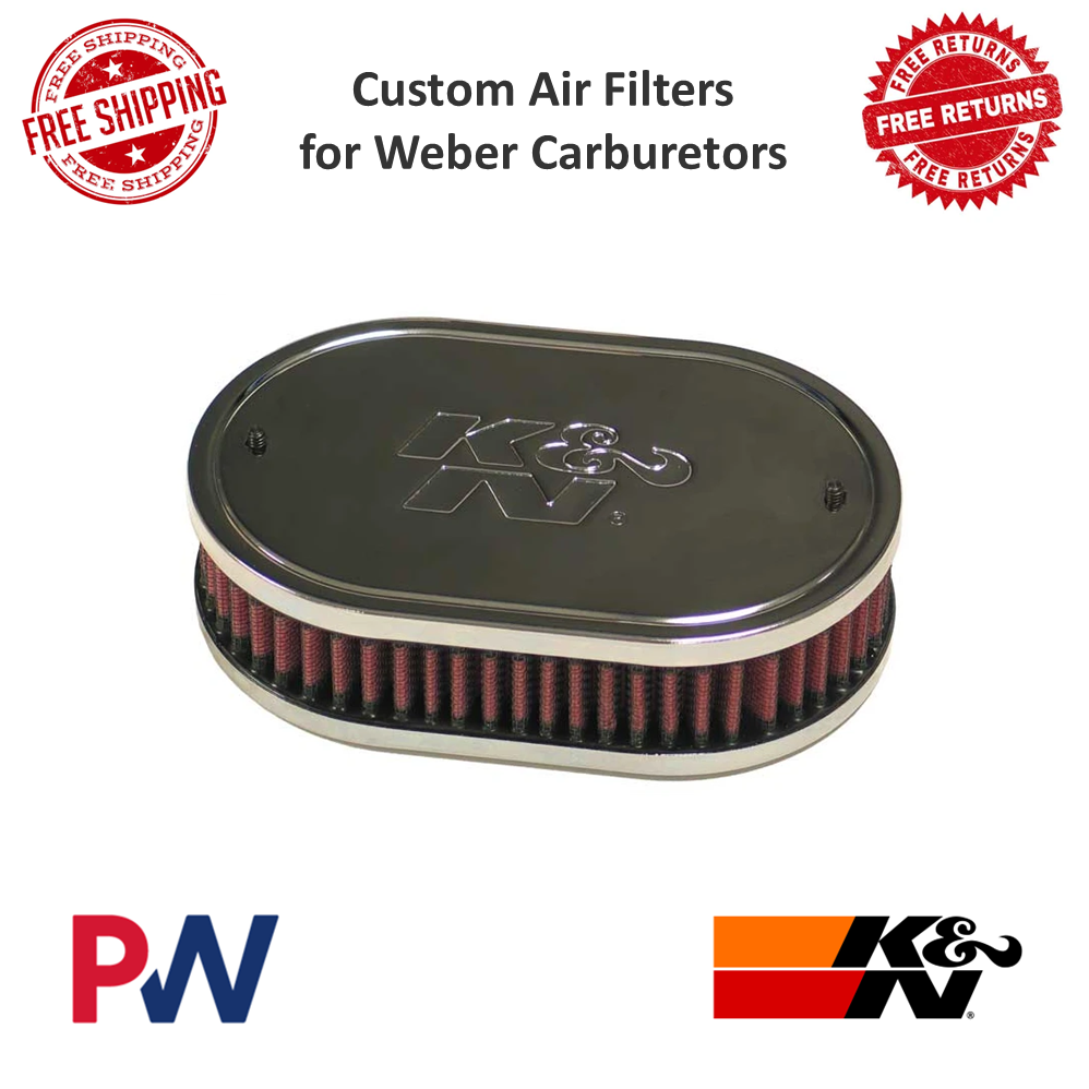 K&N Custom Racing Oval Red Air Cleaner Assembly For Weber Carburetor 4. ...