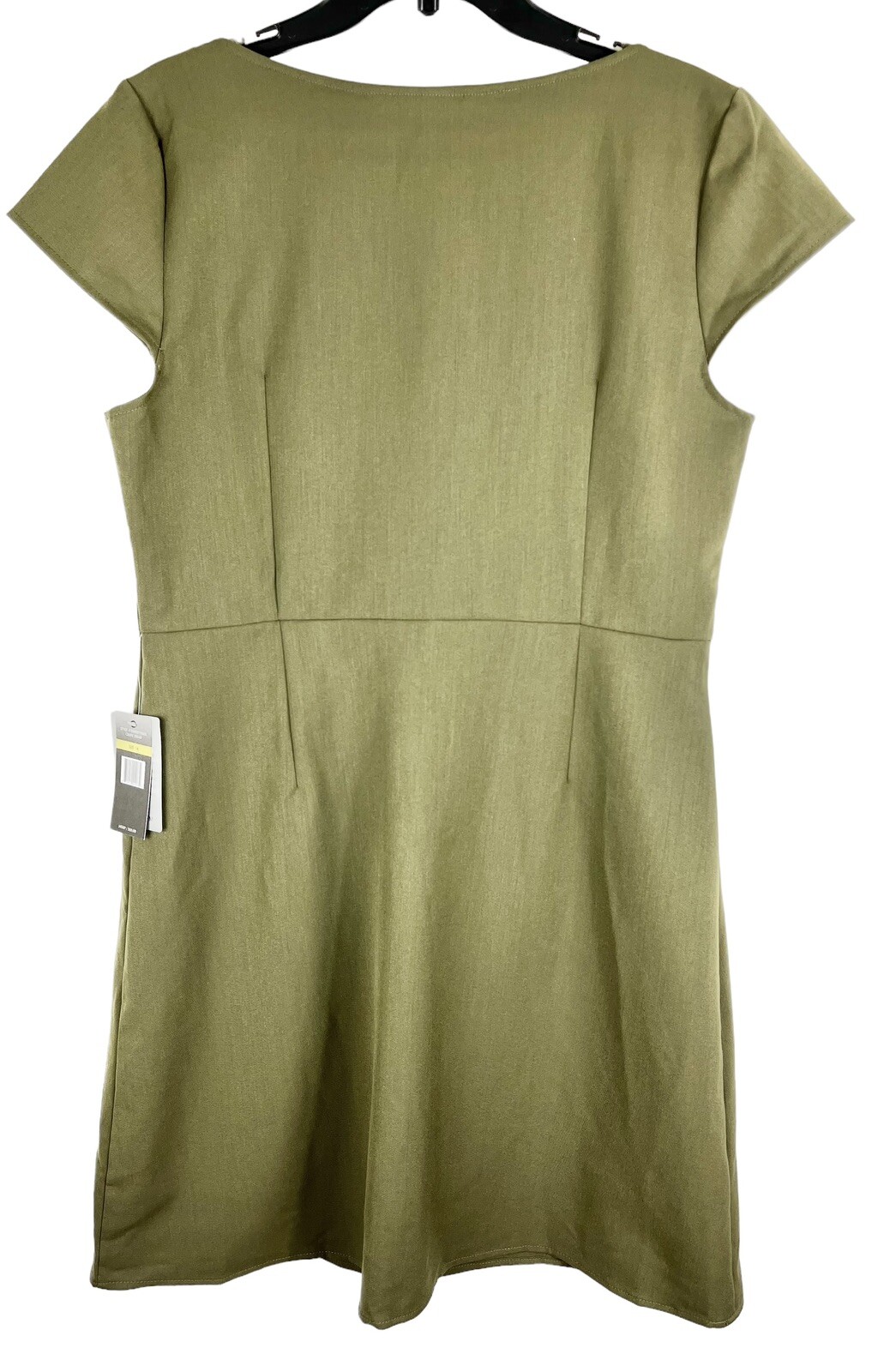 Sharagano Womans Zip Front Sheeth Dress Short Cap Sleeve Olive Drab ...
