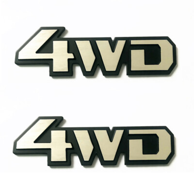 2pcs 4WD Emblem Car Fender Rear Trunk 3D Aluminum Badge Trim Sticker ...