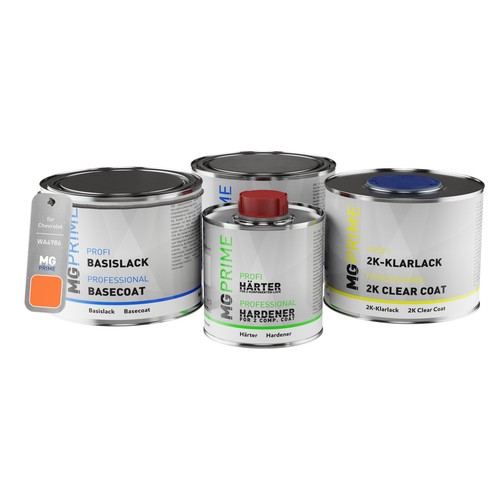 Autolack Dose Set für Chevrolet WA4986 Orange Grund Basis 2K Klarlack 1 ...