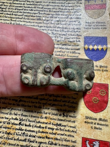 A Large Saxon Zoomorphic Mount Fragment, Two Beast Heads, Dates 5th/6th ...