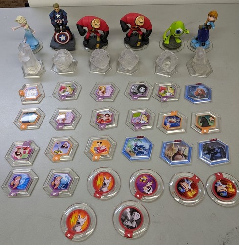 38 Lot Disney Infinity Character Figures & Power Discs Games Collection ...
