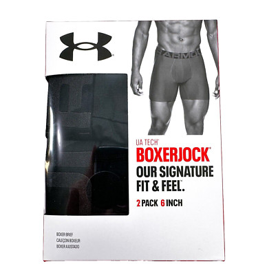 Under Armour 5XL Black 2-Pack UA Tech 6-Inch Boxerjock Briefs 1363619 ...