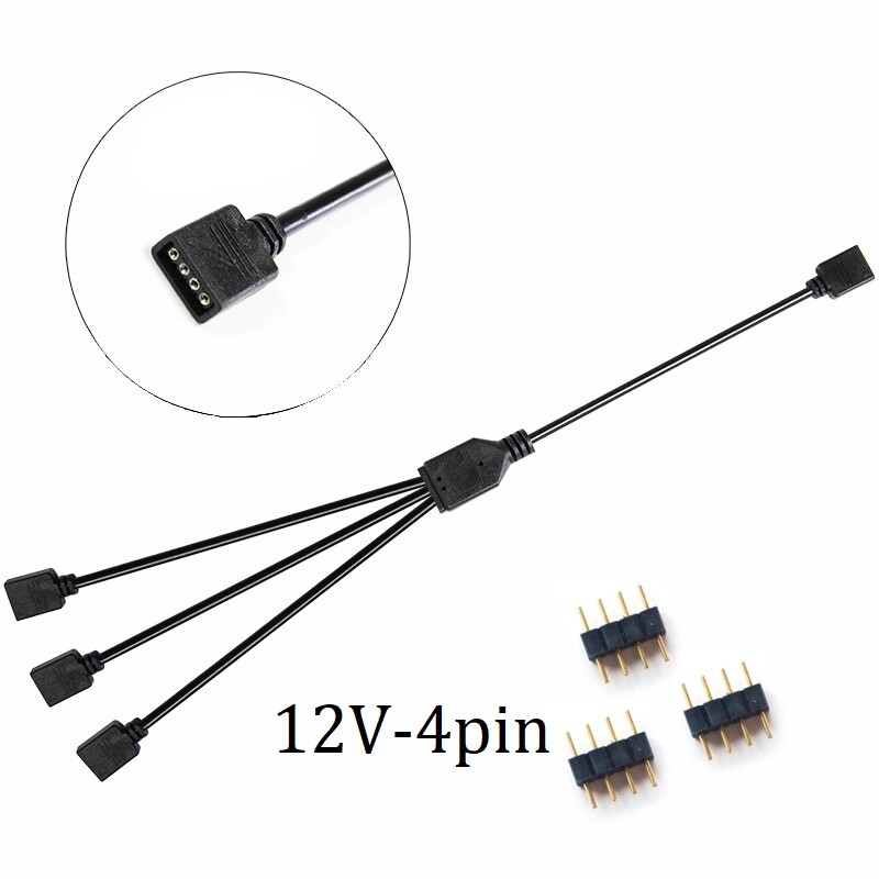 ARGB 5V 3-Pin Extension Cable Adapter - RGB 12V 4Pin Splitter Cable MSI ...