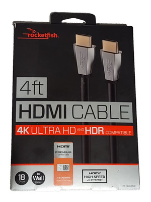 Rocketfish 4' 4K UltraHD/HDR In-Wall Rated HDMI Cable - Black | eBay