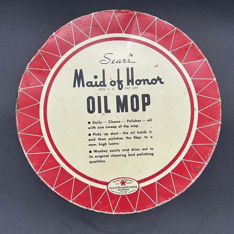 Vintage Maid of Honor Oil Mop Tin Red & Yellow Sear Roebuck | eBay