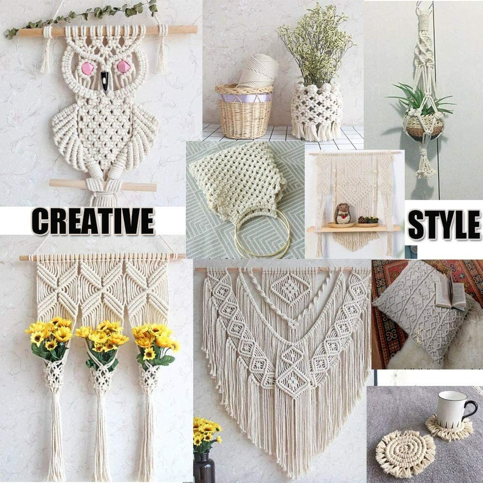 Artisan Macrame Rope 100% Natural Cotton Twisted Cord Craft String DIY ...