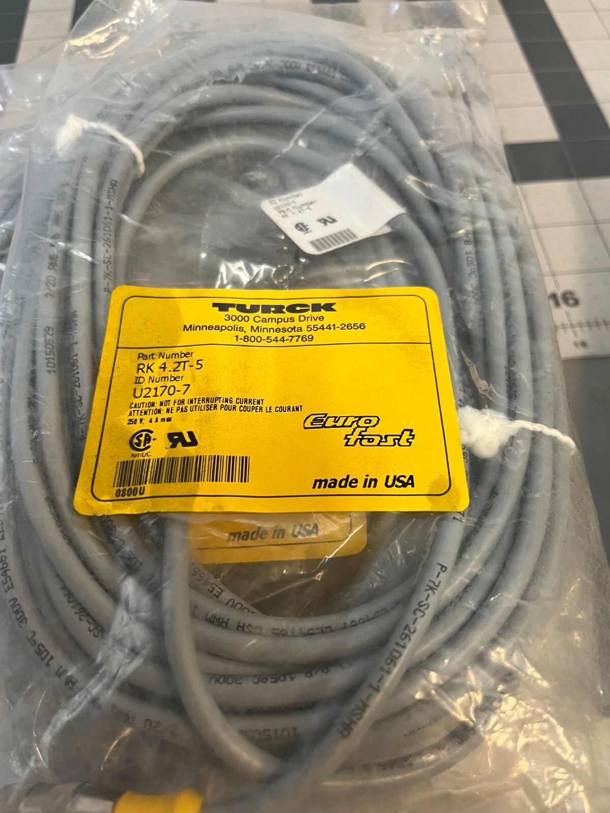 NEW ! TURCK 4-PIN EUROFAST MOLDED CORDSETS U2170-7 RK-4.2T-5 | eBay