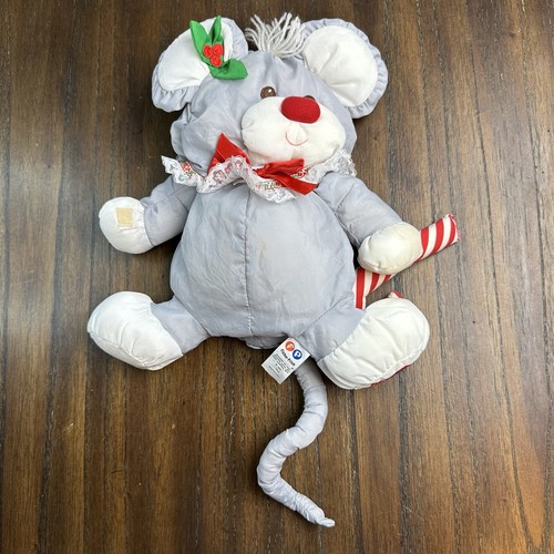 Vintage 1987 Puffalumps CHRISTMAS MOUSE - 11" Gray Nylon Plush - FISHER ...
