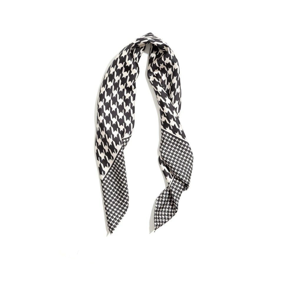 100% silk black and white houndstooth handmade women's large silk scarf ...