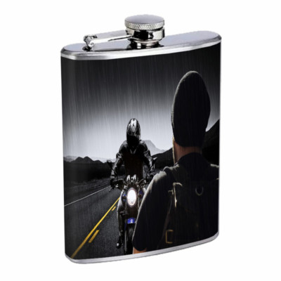Motorcycle Em2 Flask 8oz Stainless Steel Hip Drinking Whiskey | eBay