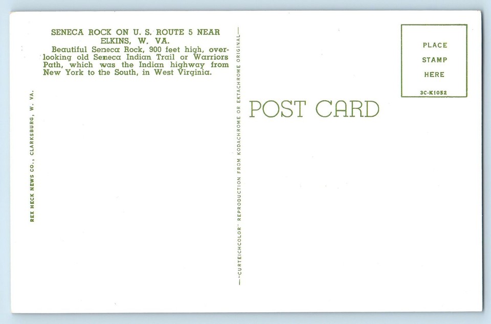 c1950's Seneca Rock Formation Couples Overlooking Elkins West Virginia ...