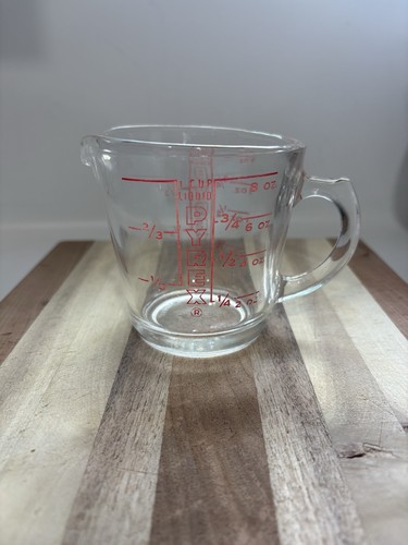 Vintage Pyrex D Handle Glass Measuring Cup-1 Cup/8oz #508 USA A-27 Red ...