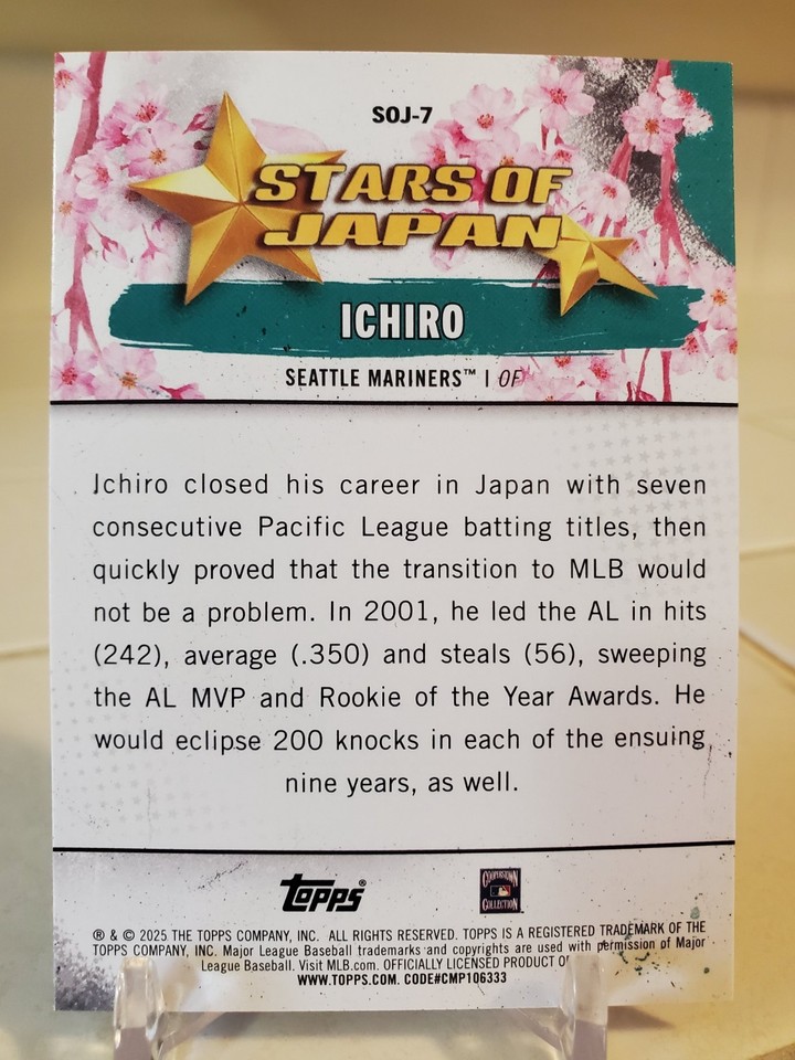 2025 Topps ICHIRO SUZUKI Stars Of Japan Card #SOJ-7 MARINERS Holo ...