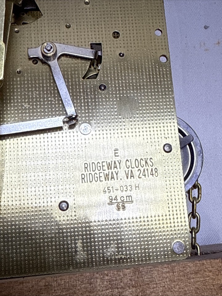 Ridgeway Clock Movement Grandfather Hardware 451-033H W/Chains Working ...