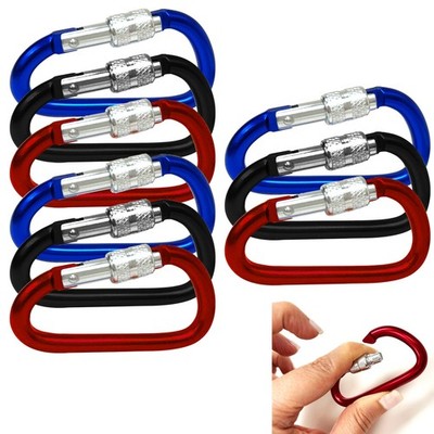 9 pc Carabiner Clip Key Hooks Keychain Aluminum D Ring Shape Keychain ...