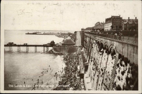 Ramsgate Kent Sands & East Cliff Promenade 1900s-20s Real Photo Vintage ...