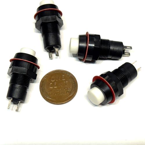 4 Pack 10mm White Latching Push Button Switch SPST N/O Panel Mount ON ...