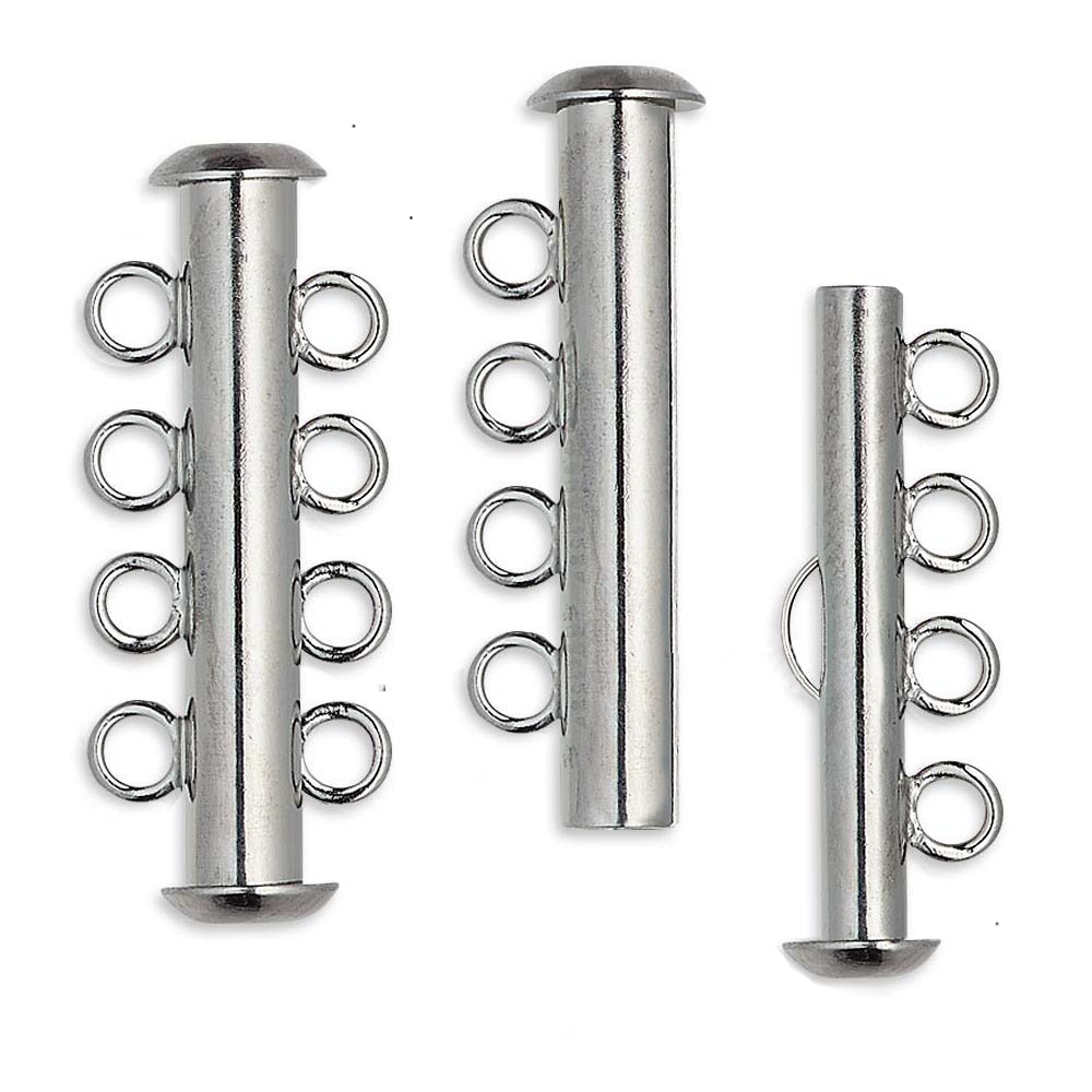 4 Strand Self Latching Slide Lock Tube Clasps With Loops ~ Multi Strand ...