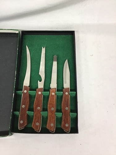 Vintage Maxam Steel Knife Set 4 Pieces w/ Original Box Carving Kitchen ...