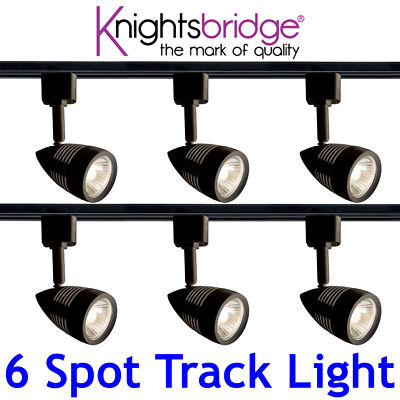Knightsbridge 3m Meter Track Lighting Set Black 6 Spotlight GU10 LED ...