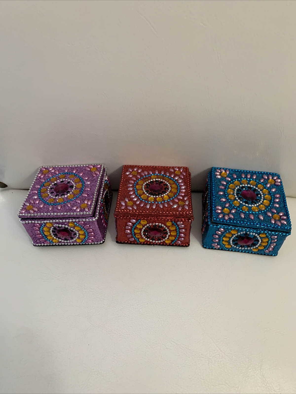 Vintage Jeweled Sequined Trinket Jewelry Mini Box Set of 3 Pier 1 NWOB ...