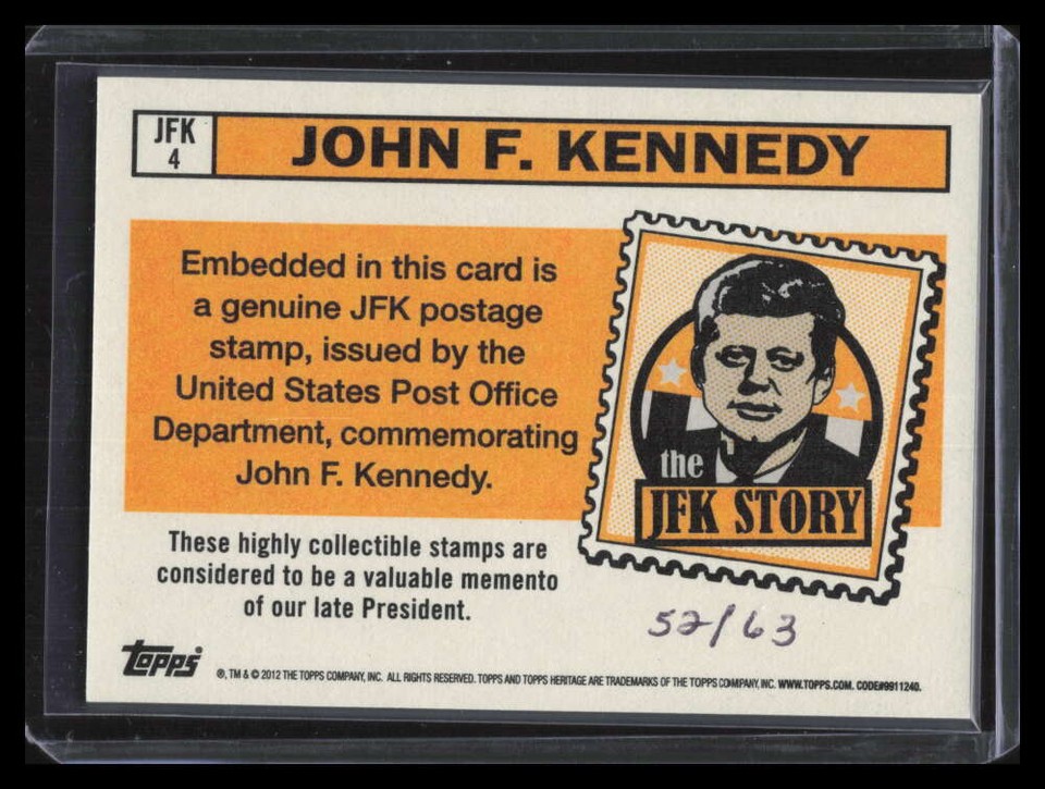 2012 Topps Heritage JFK Stamp Collection The America John F Kennedy ...
