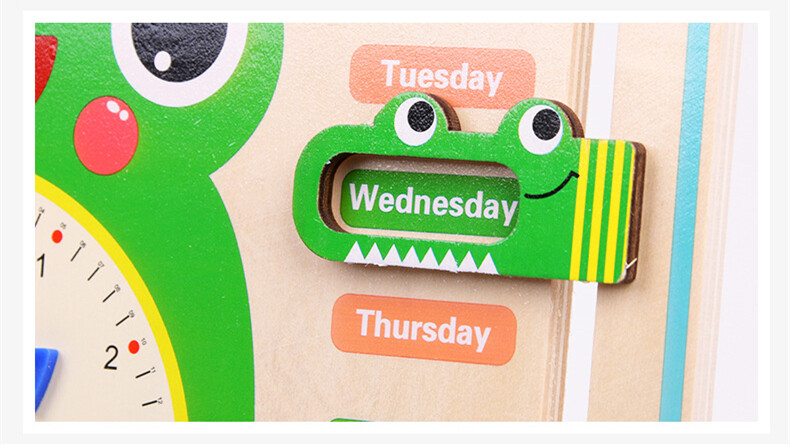 Montessori Wooden Toys Baby Weather Season Calendar Clock Time ...