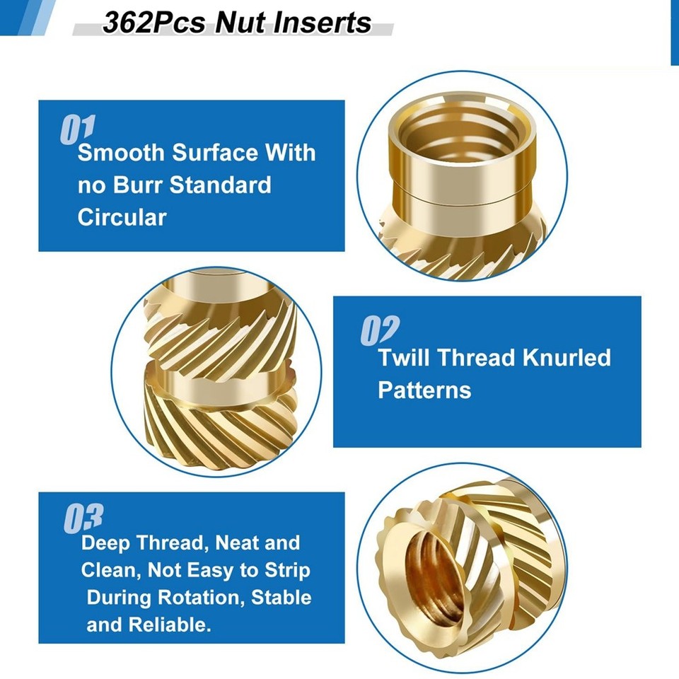 362Pcs Inserts, M2/M3//M5/M6 Threaded Inserts, Heat Set Insert Tool ...