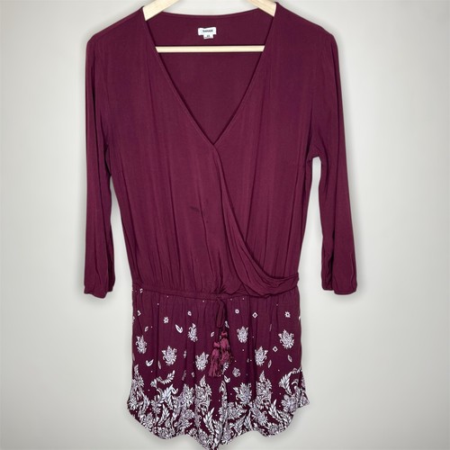 Garage Romper w Pockets Medium Burgundy Maroon Bohemian V-Neck Blouson ...