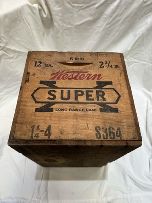 Western 500 12ga SuperX Vintage Empty Wooden Crate Ammo Box | eBay