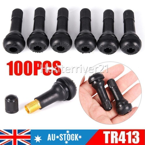 100x Tubeless TR413 Rubber Snap-In Valve Stem Wheel Tire Tyre Dust Cap ...