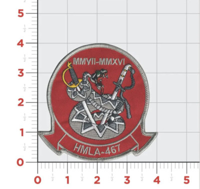 MARINE CORPS HMLA-467 SABERS SQUADRON RED EMBROIDERED PATCH | eBay