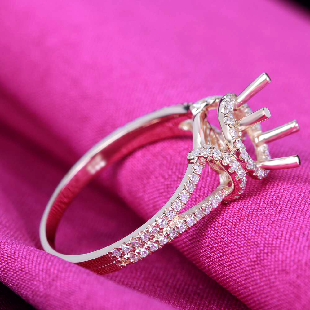 Wedding Semi Mount Ring Round 6mm Prong Setting Solid 10K White Rose wedding-semi-mount-ring-round-6mm-prong-setting-solid-10k-white-rose