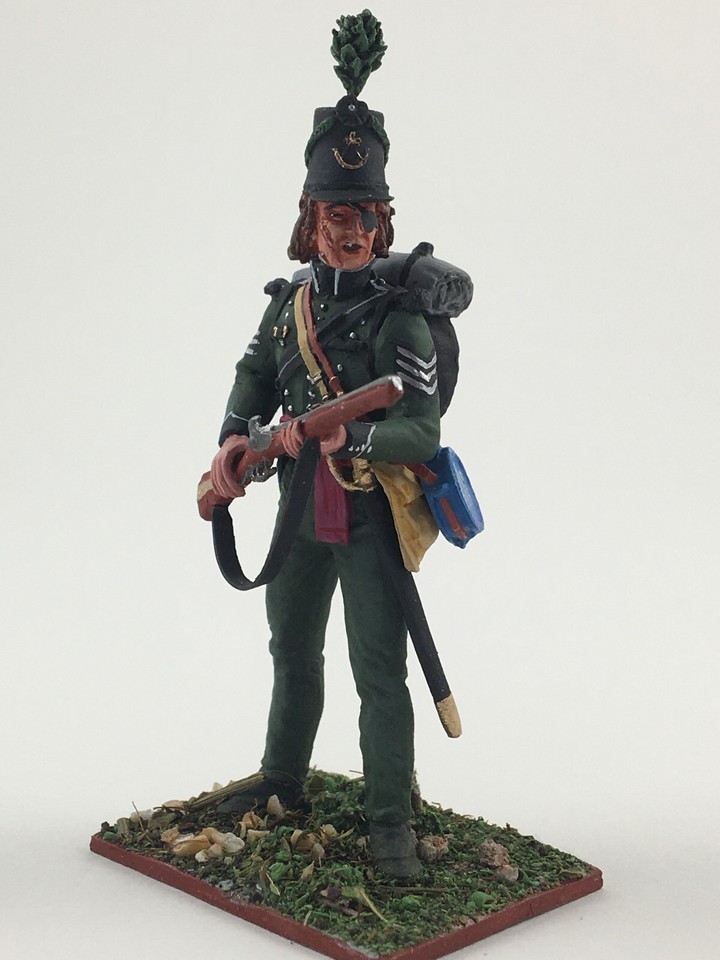 Painted British 95th Rifles Sergeant 1/30, Napoleonic tin figure VID ...