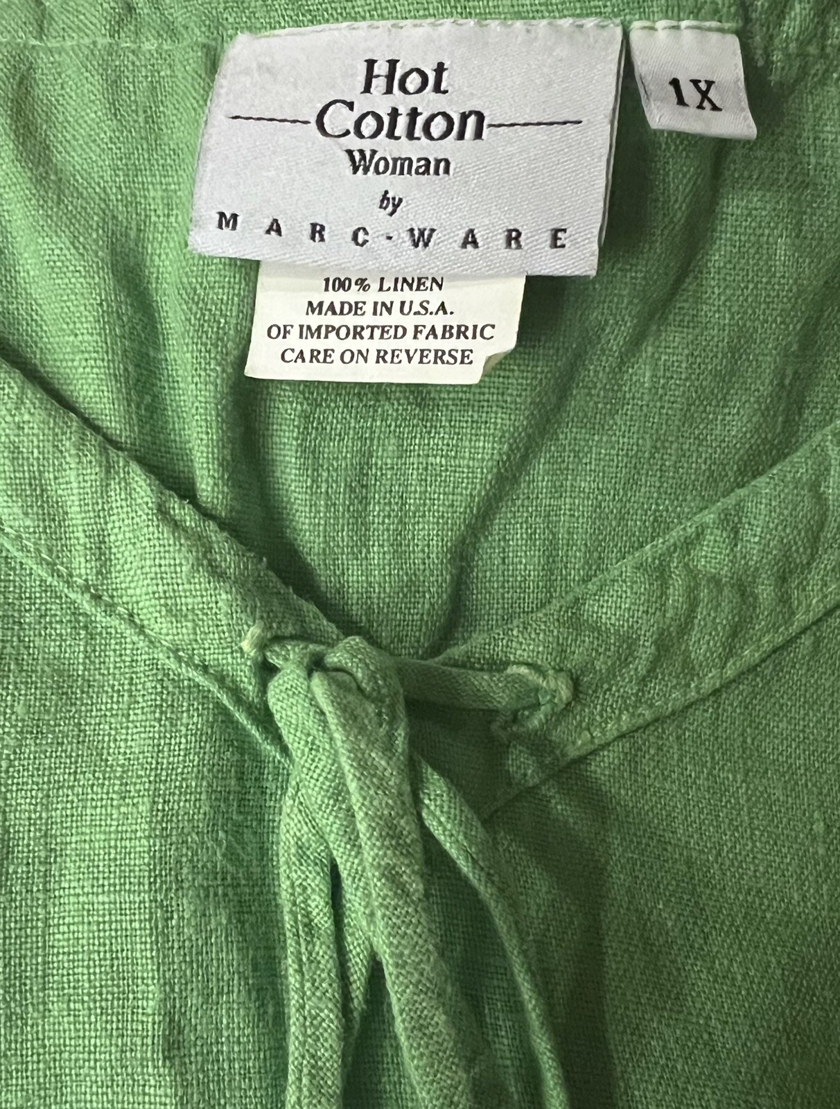 Hot Cotton by Marc Ware Women's Size 1X Lime Green 100% Linen Shirt ...