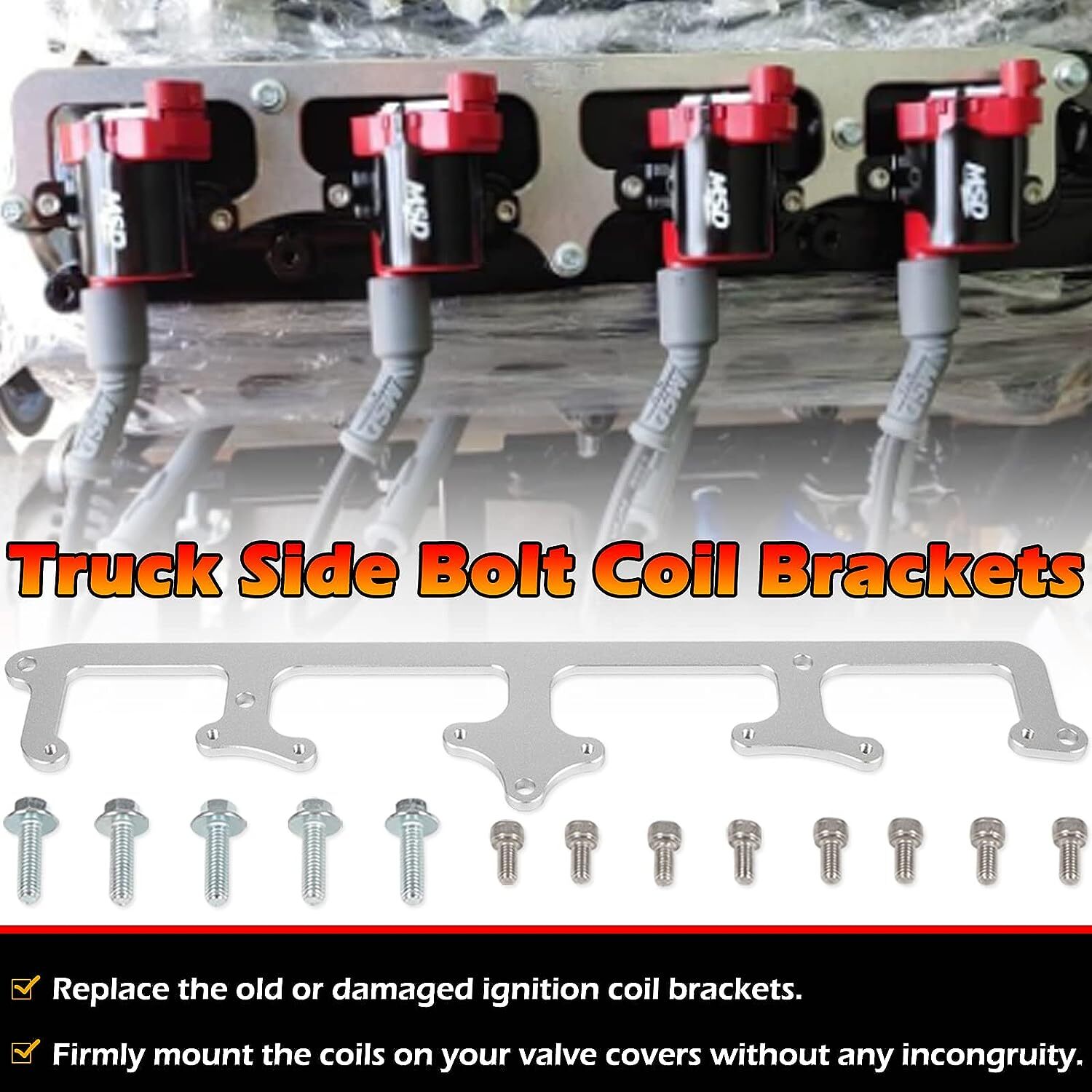 LS1 Billet Aluminum Coil Brackets for D585 Heat-sink Truck Coils 4.8 5. ...