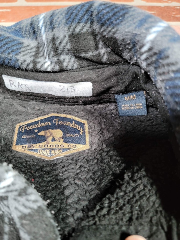 Freedom Foundry Fleece Jacket BLUE BLACK GRAY PLAID Men’s Size Medium ...