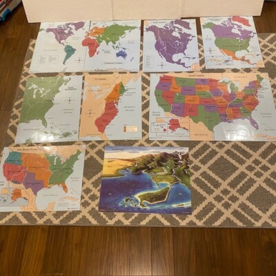 LAMINATED Abeka Geography Teaching Maps Set 108723 Large Teaching ...