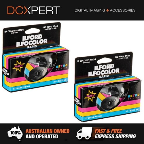 Ilford Ilfocolor Single Use Camera - Twin pack - 27 exposures - Black ...
