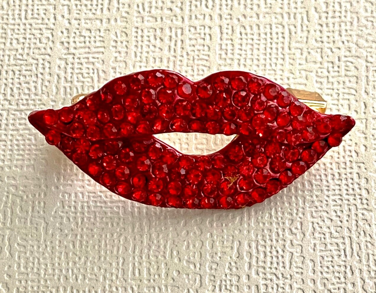 Red Rhinestone Lips Brooch Box included | eBay