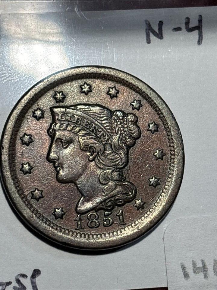 1851 N-4 Braided Hair Large Cent | eBay