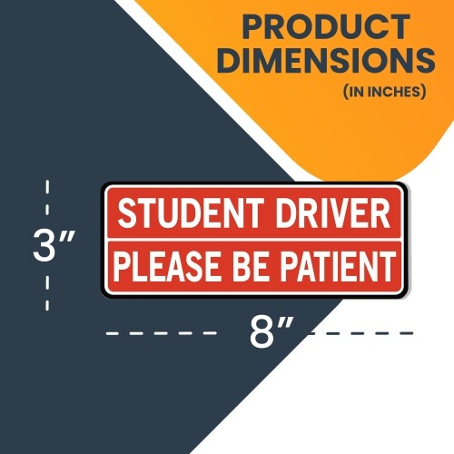 Student Driver Please be Patient Magnet Decal, 3x8 Inches, Automotive ...