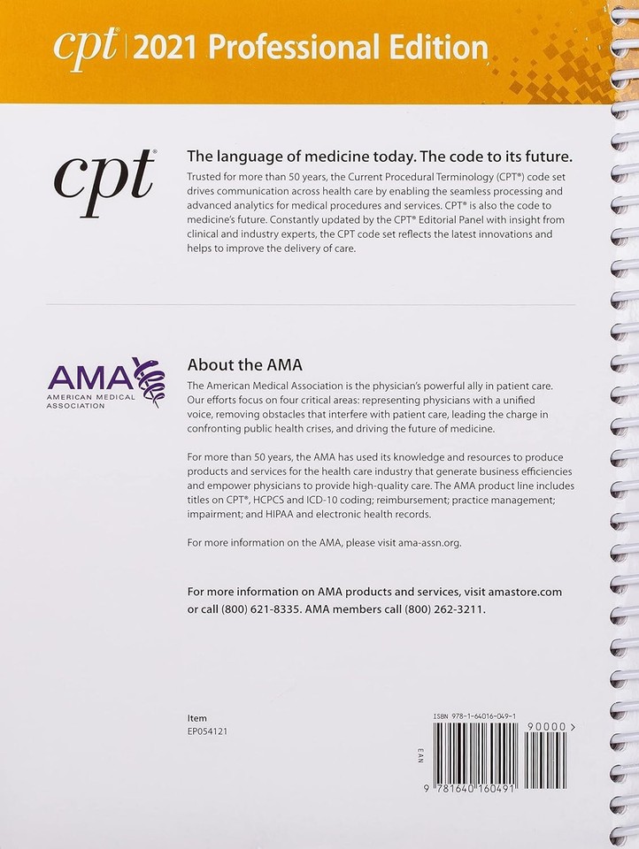 AMA CPT 2021 Professional Edition (CPT / Current Procedural Terminology ...