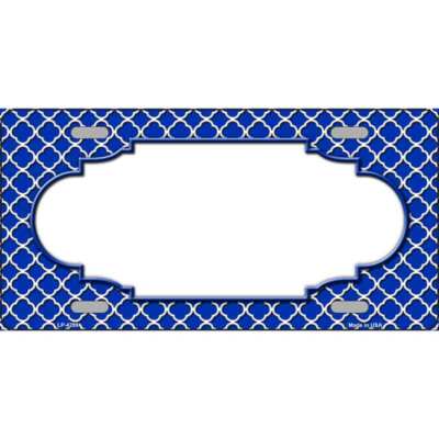 Blue White Quatrefoil Center Scallop Metal Novelty License Plate Tag LP ...