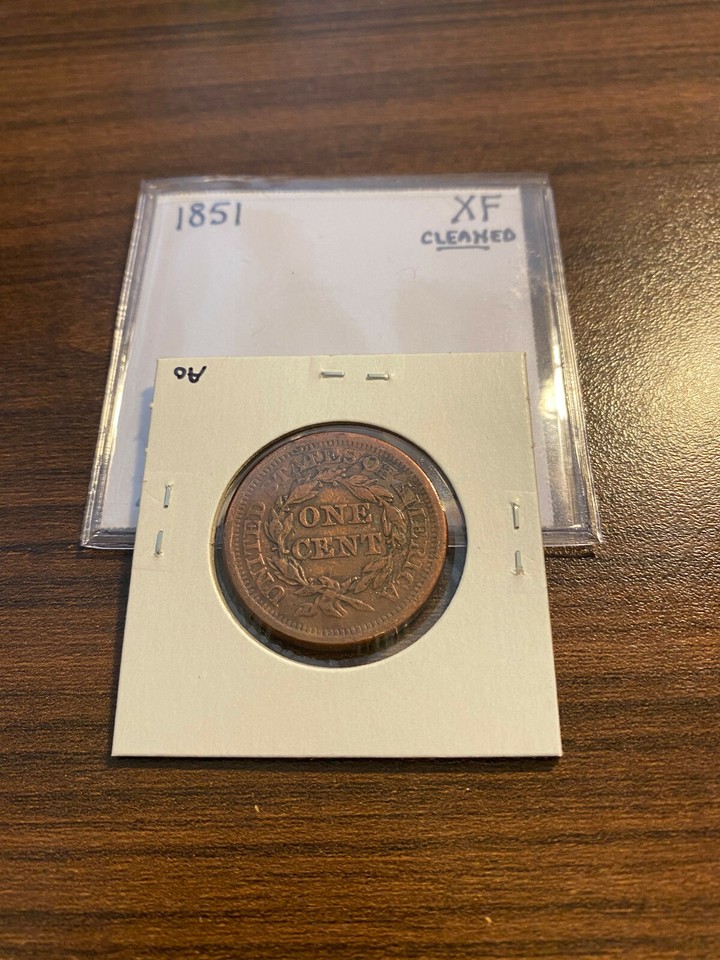 1851-P Braided Hair Large Cent 1C EXTRA FINE (XF) Cleaned | eBay