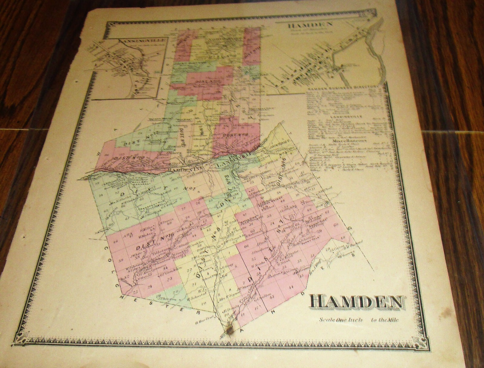 1869 3 MAPS HAMDEN TOWN/VILLAGE LANSINGVILLE NY DELAWARE CO RESIDENTS ...